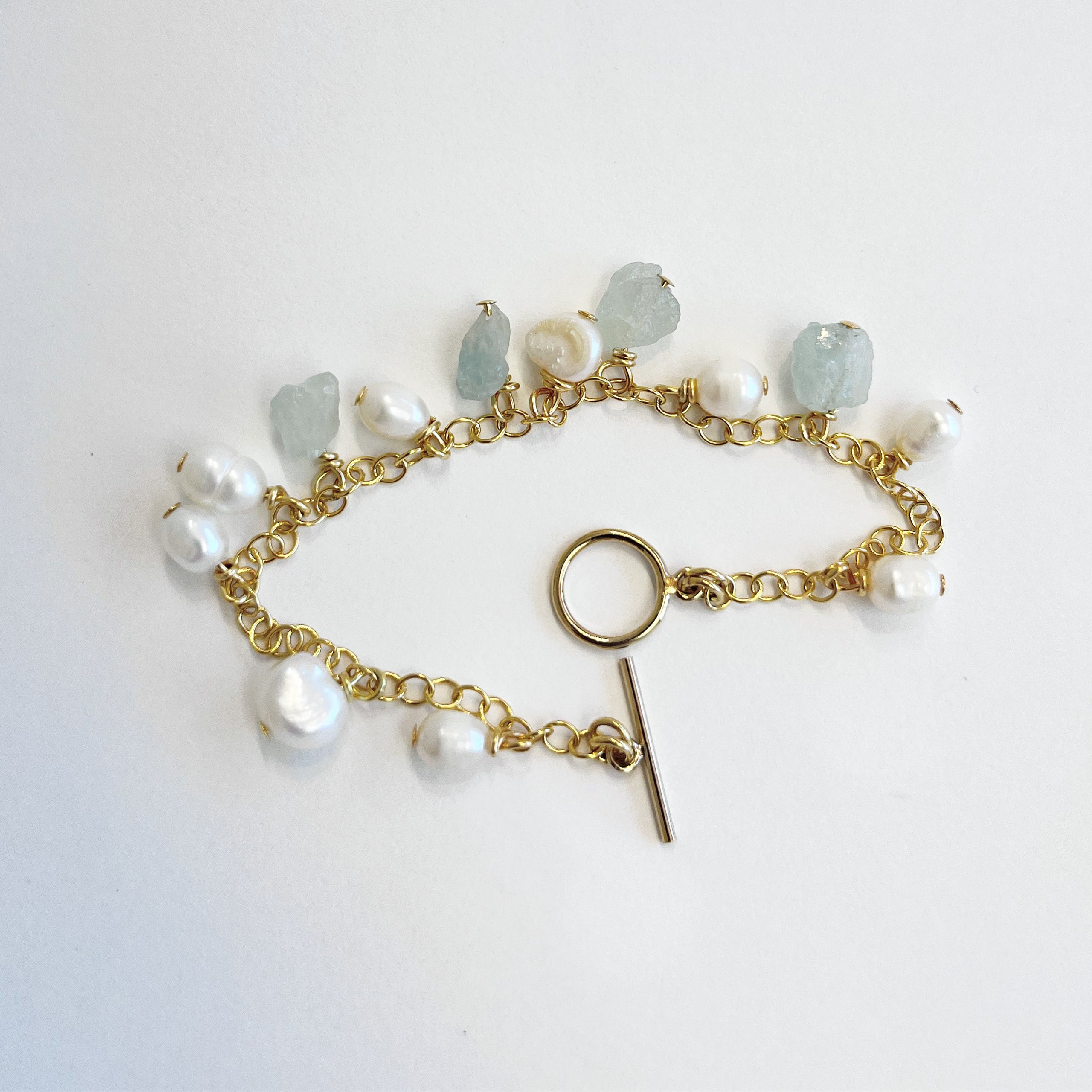 Kiki Bracelet (aqua, brass) | JENNY GRECO JEWELLERY